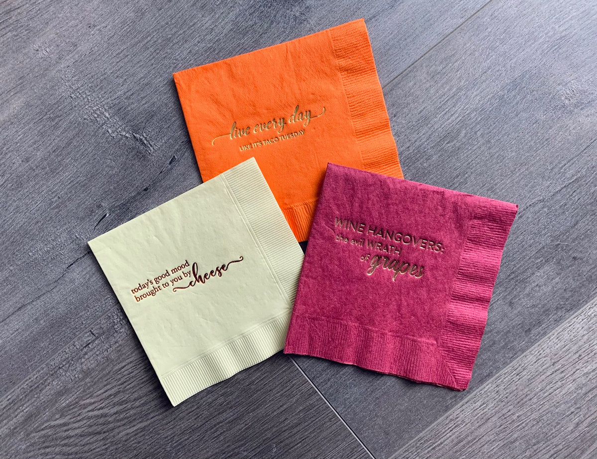 Funny Metallic Foil Cocktail Napkins